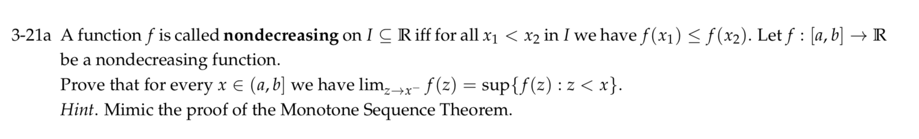 Solved 3-21a A function f is called nondecreasing on I C | Chegg.com