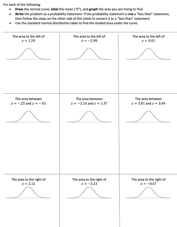 Solved For each of the following: - Draw the normal curve, | Chegg.com