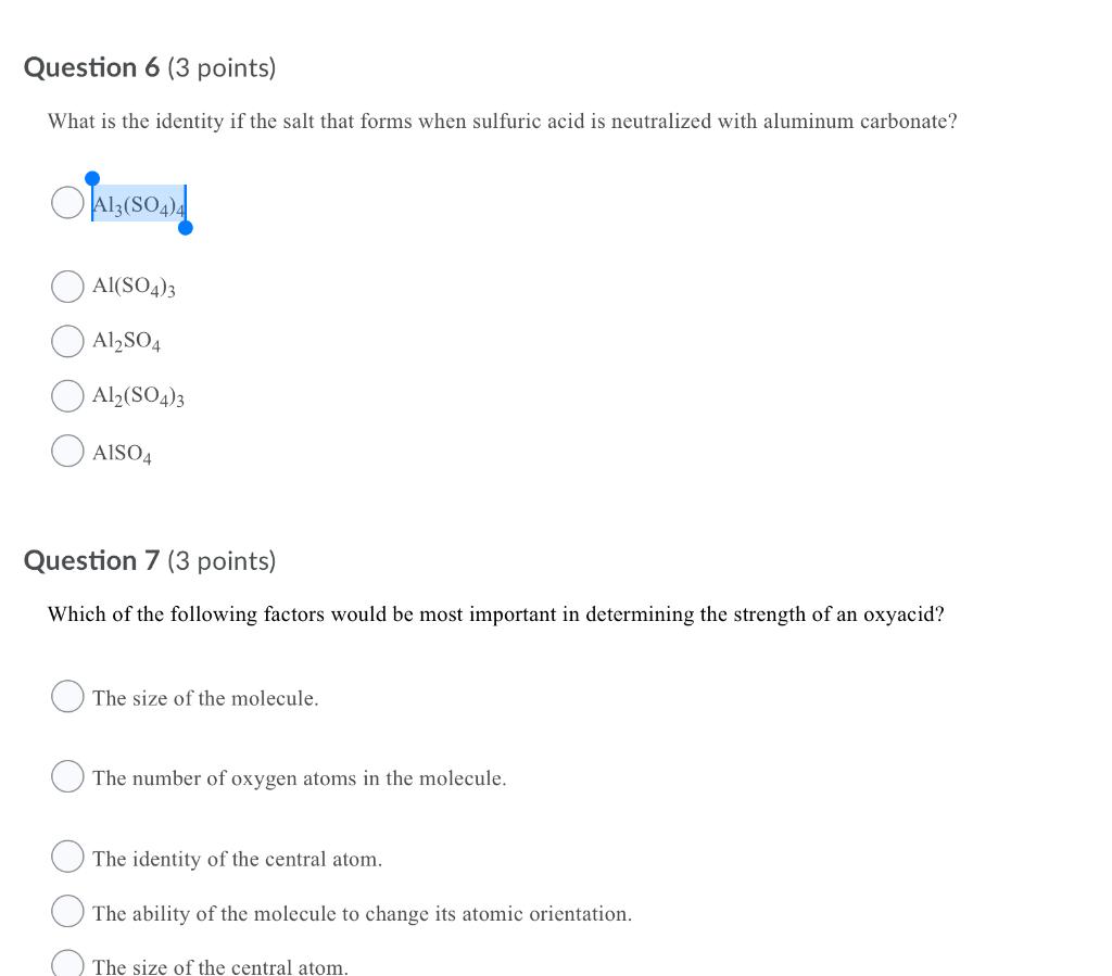 Solved Question 6 (3 points) What is the identity if the | Chegg.com