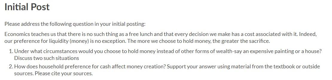 Solved Initial Post Please address the following question in | Chegg.com