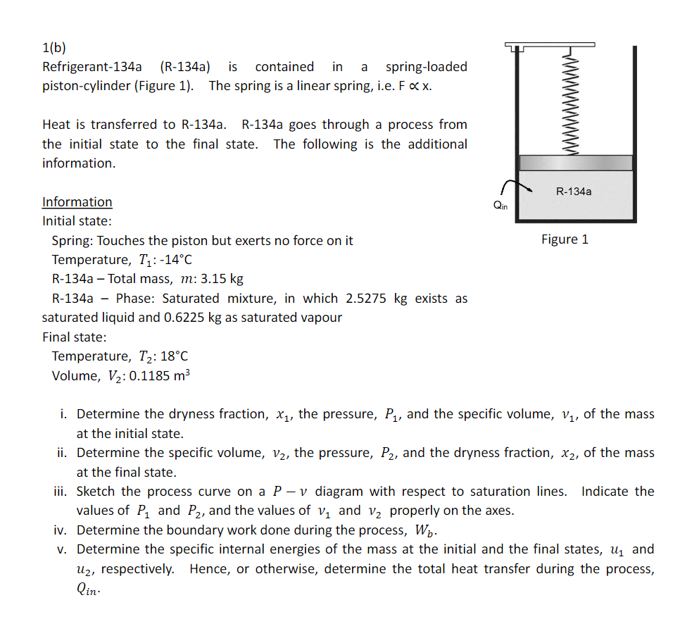 Solved 1( b) Refrigerant-134a (R-134a) is contained in a | Chegg.com