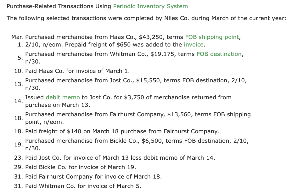 Solved Purchase-Related Transactions Using Periodic | Chegg.com