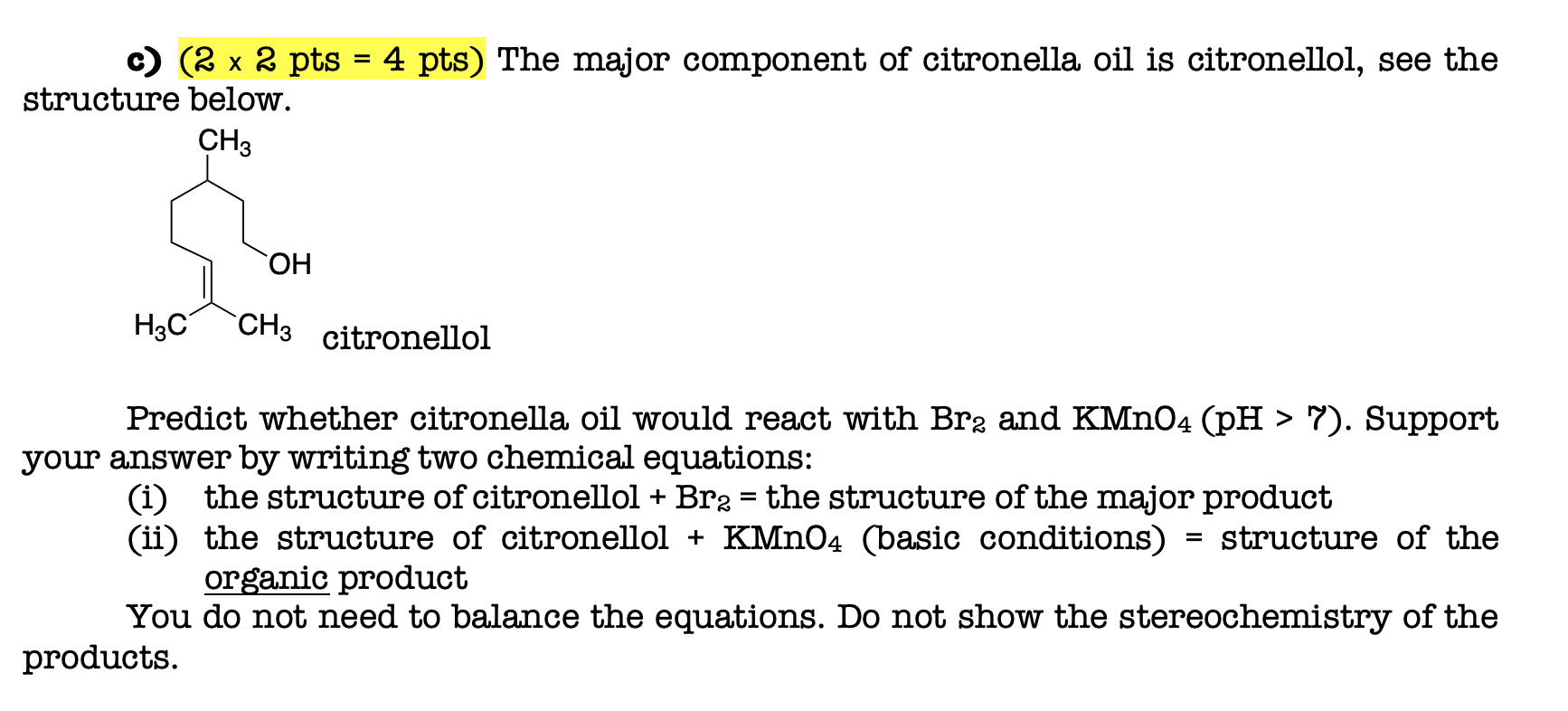 Solved c) (2 x 2 pts = 4 pts) The major component of | Chegg.com
