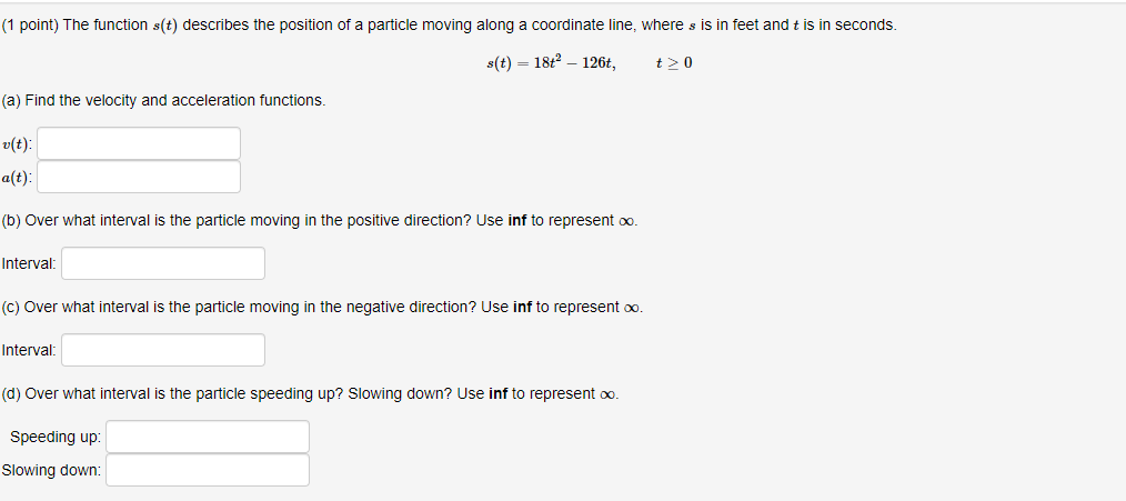 Solved 1 point the Function S T describes The Position