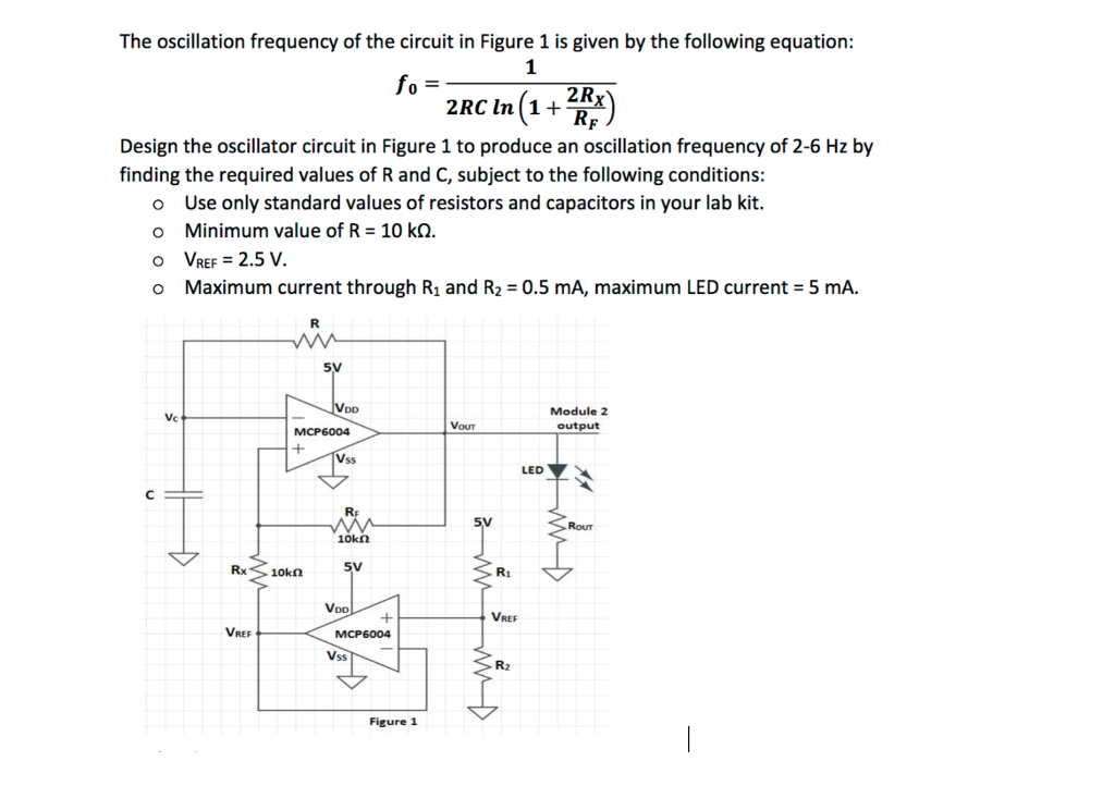 Solved The oscillation frequency of the circuit in Figure 1 | Chegg.com
