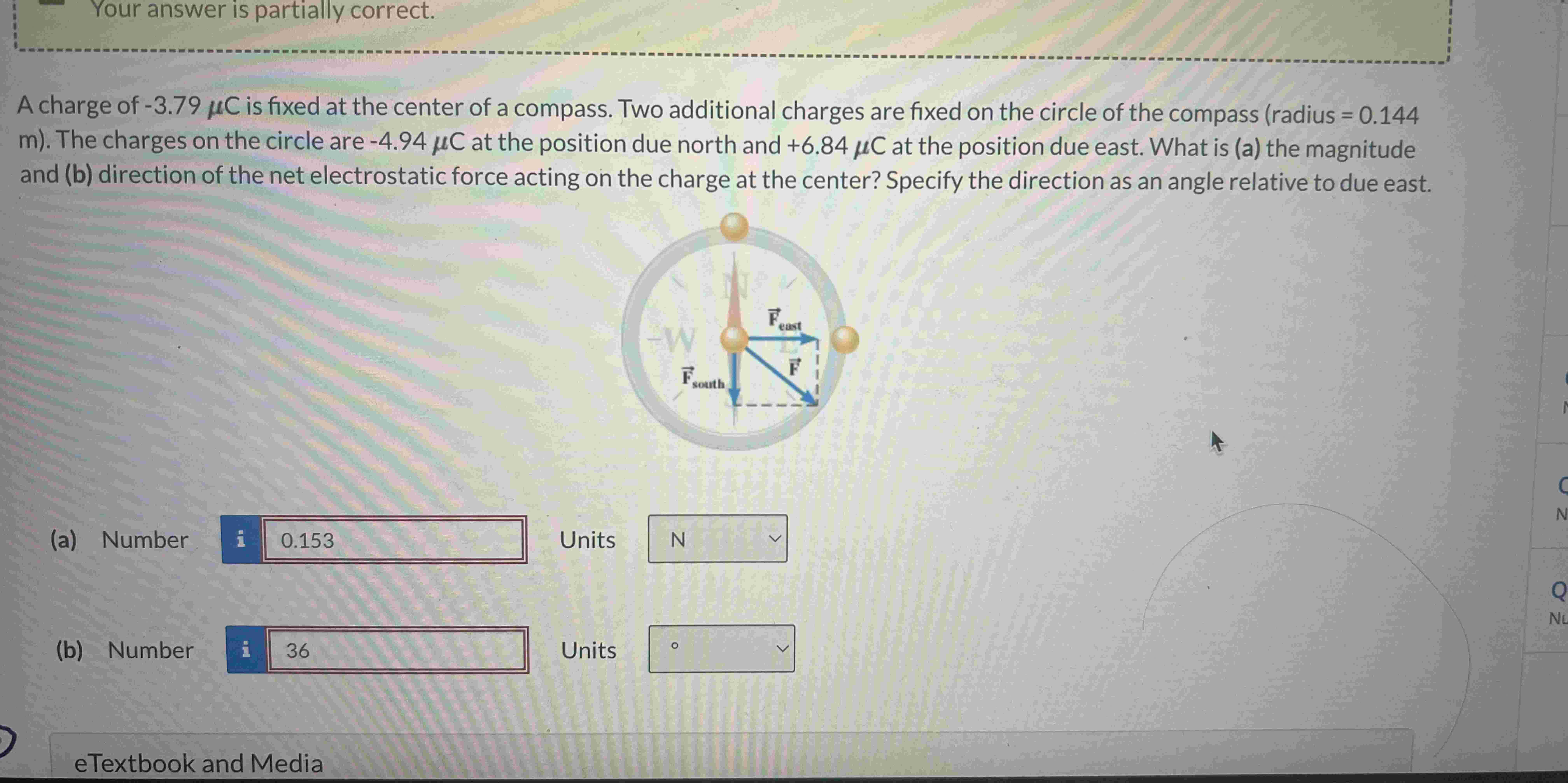 Solved A charge of -3.79μC=0.144m-4.94μC at ﻿the position | Chegg.com
