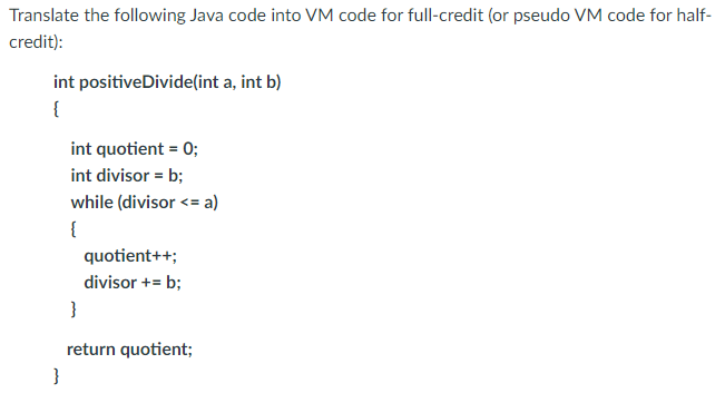 Solved Please Write The Following Java Code Into Vm Code 6669