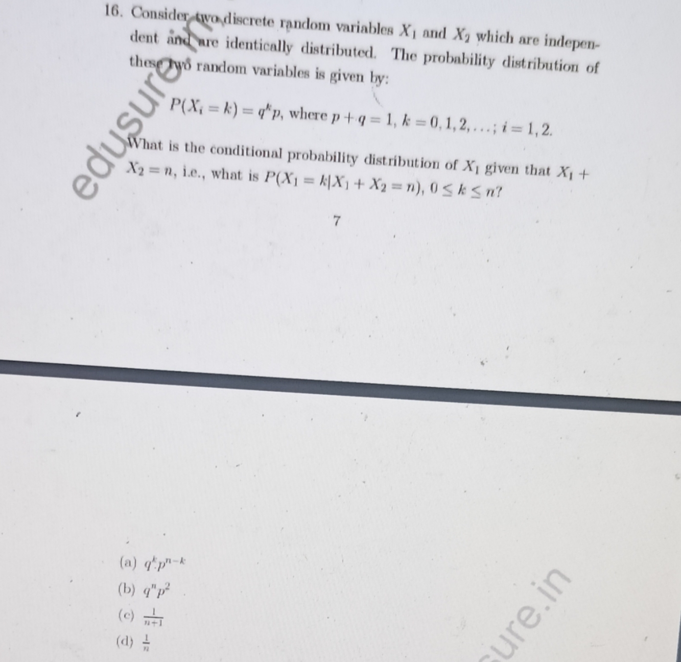 Solved 16. Consider twondiscrete random variables X1 and X2 | Chegg.com