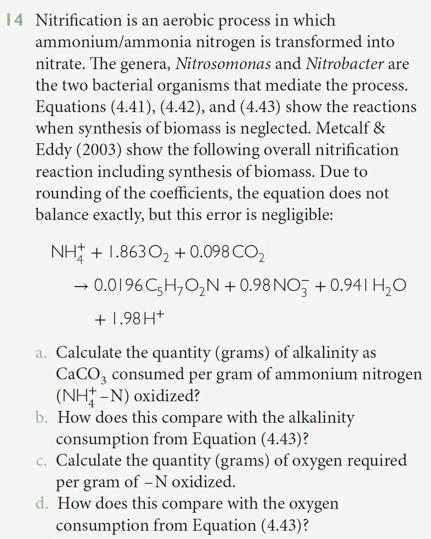 Solved 14 Nitrification is an aerobic process in which | Chegg.com