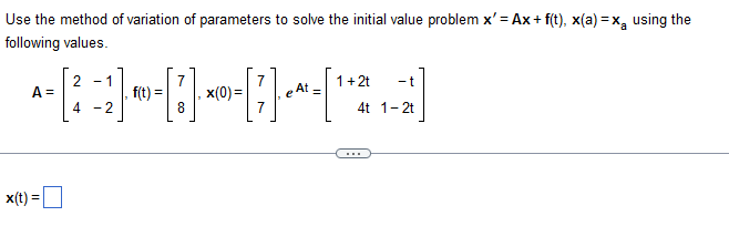 Solved Use the method of variation of parameters to solve | Chegg.com