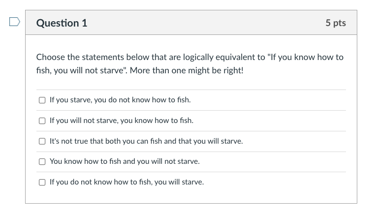 Solved Choose the statements below that are logically | Chegg.com