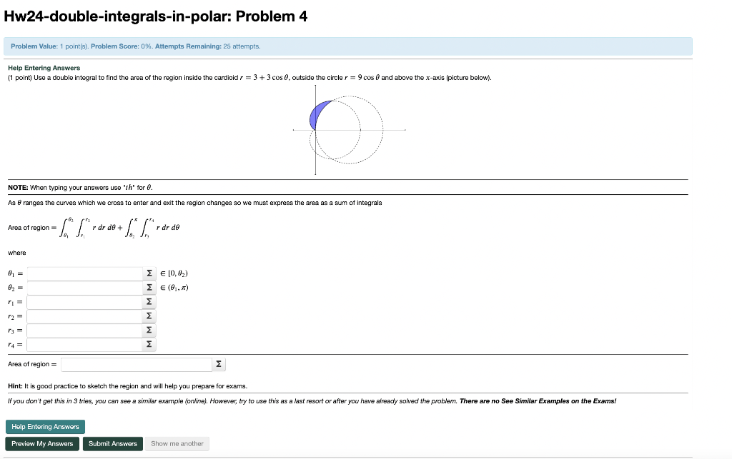 Solved (1 point) Use a double integral to find the area of | Chegg.com