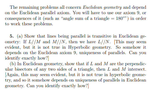 Solved The remaining problems all concern Euclidean geometry | Chegg.com