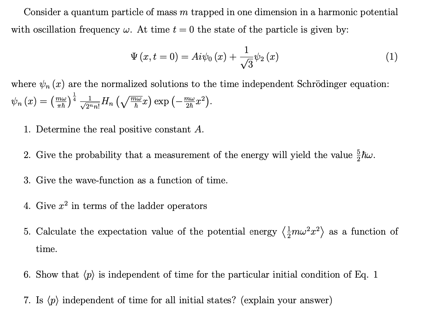 Solved Consider a quantum particle of ﻿mass m ﻿trapped in | Chegg.com