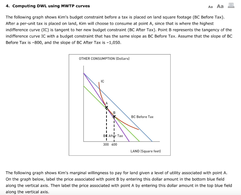 4. Computing DWL using MWTP curves Aa Aa The | Chegg.com