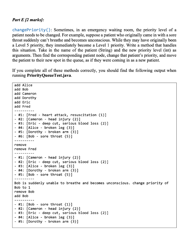 Solved Question 3 (Priority Queue): Emergency Triage [12 | Chegg.com