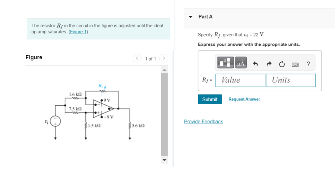 Solved The resistor Rf ﻿in the circuit in the figure is | Chegg.com