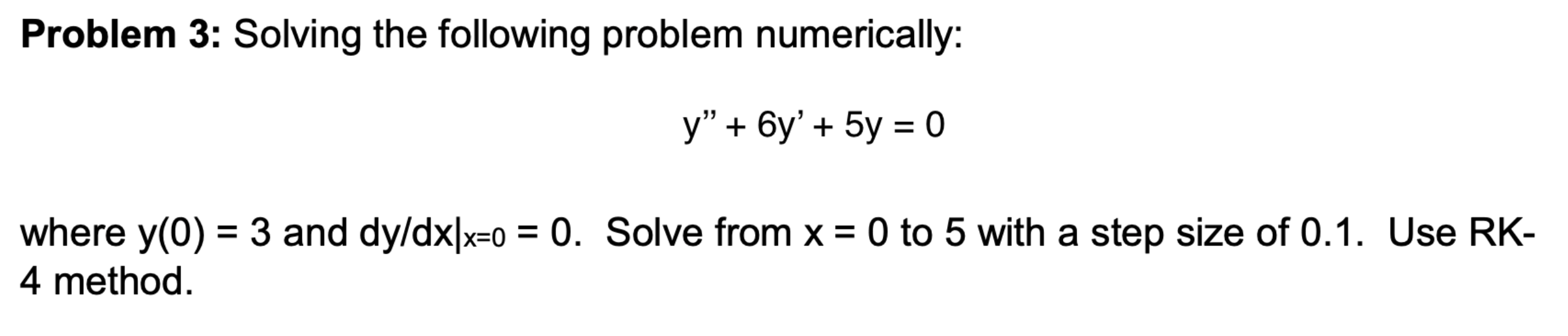 Solved Problem 3 Solving The Following Problem Numerically 