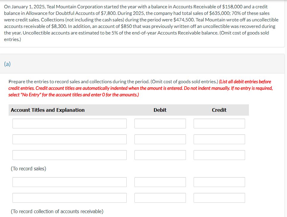 Solved On January 1, 2025, ﻿Teal Mountain Corporation | Chegg.com