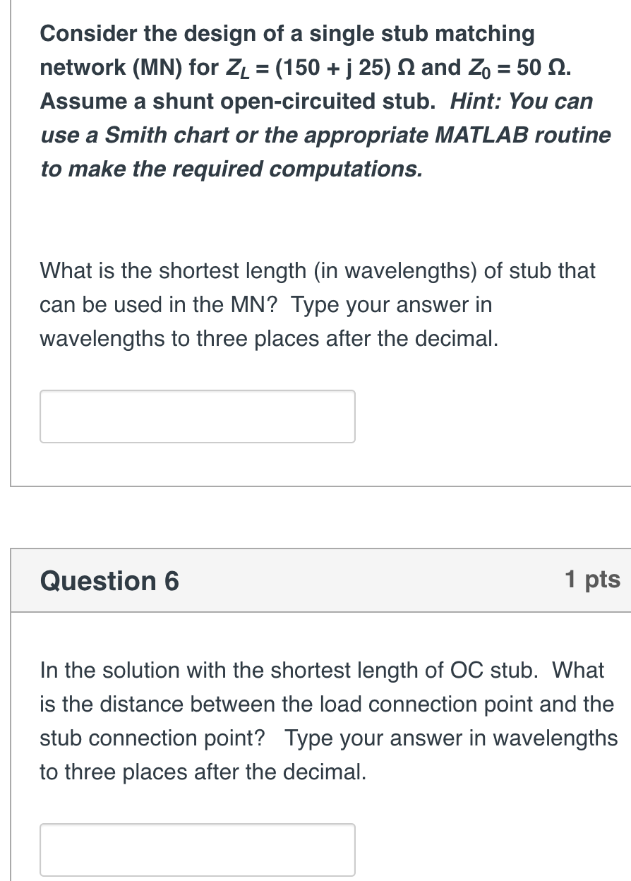 Solved Consider the design of a single stub matching network | Chegg.com