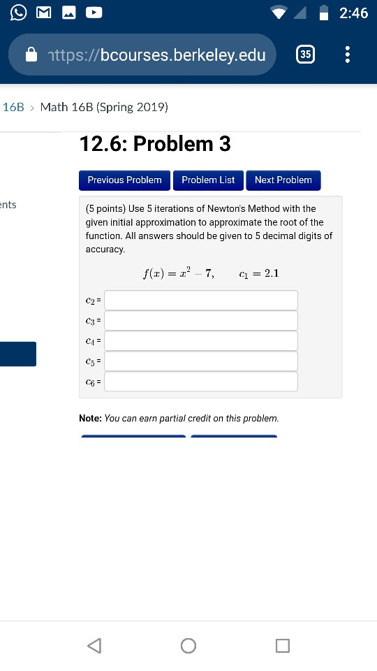 Solved 2:46 a https://bcourses.berkeley.edu 5 16B Math 16B | Chegg.com