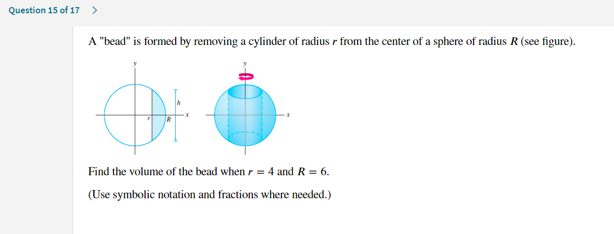 Solved A "bead" is formed by removing a cylinder of radius r | Chegg.com