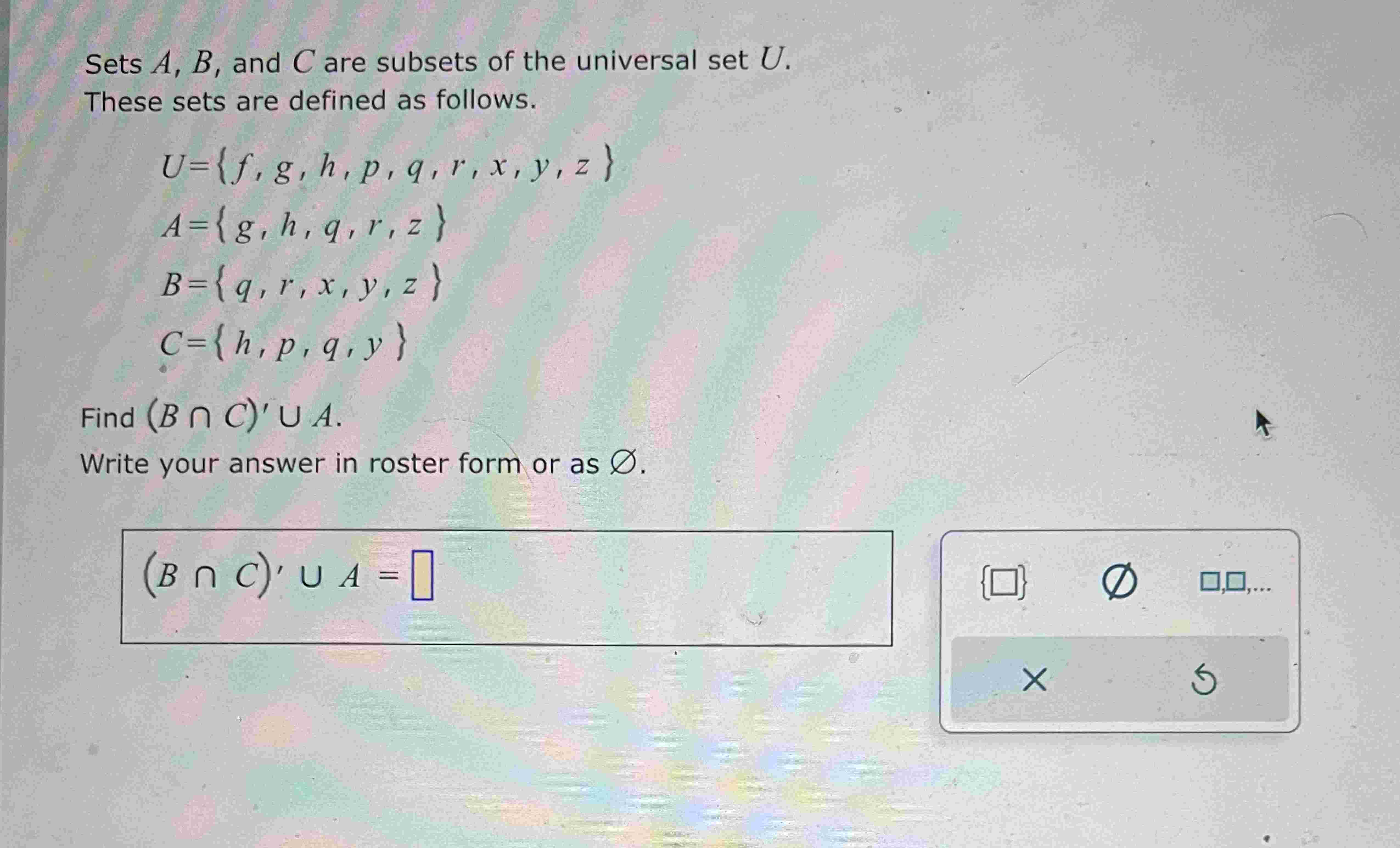 Solved Sets A,B, ﻿and C ﻿are subsets of the universal set | Chegg.com