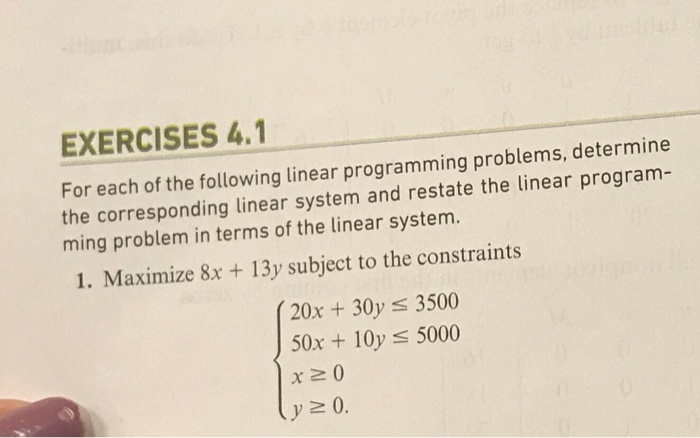 Solved EXERCISES 4.1 For each of the following linear | Chegg.com