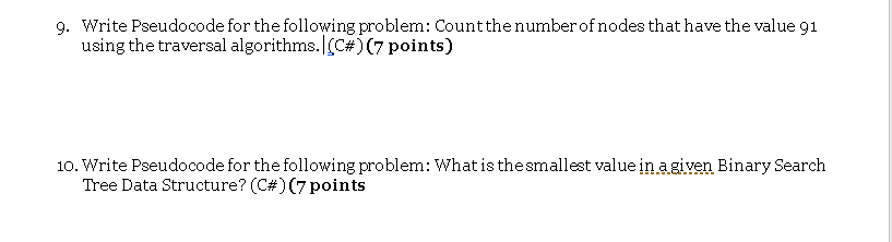 Solved 9. Write Pseudocode for the following problem: Count | Chegg.com