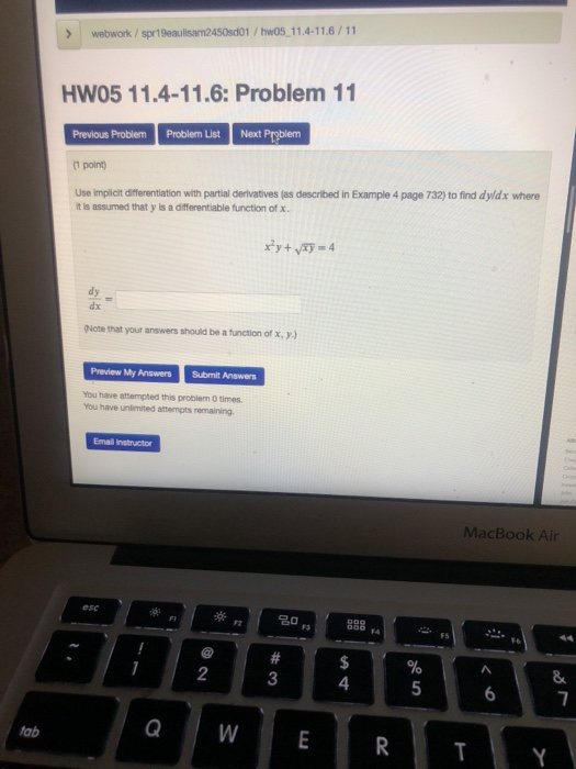 Solved webwork/sprt9eaulisam2450sd01 / hwo5 11.4-11.6/11 | Chegg.com