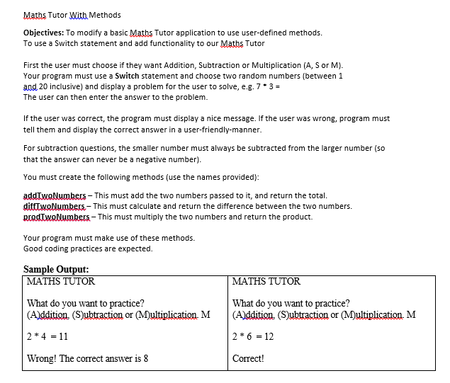 Solved Maths Tutor With Methods Objectives: To modify a | Chegg.com