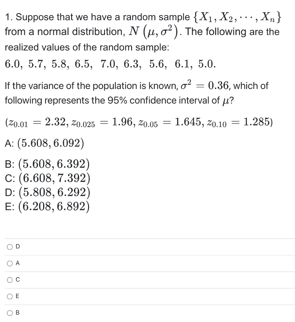 Solved 1. Suppose that we have a random sample {X1,X2,⋯,Xn} | Chegg.com