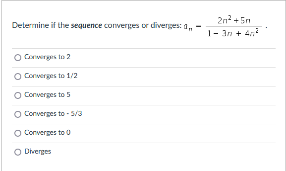 Solved Determine if the sequence converges or diverges: | Chegg.com