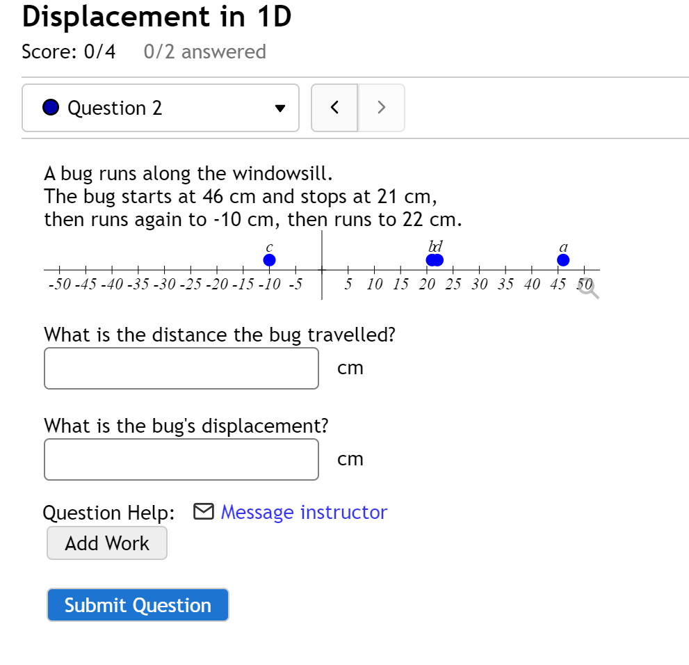 Solved Displacement in 1D Score: 0/4 0/2 answered Question 2 | Chegg.com