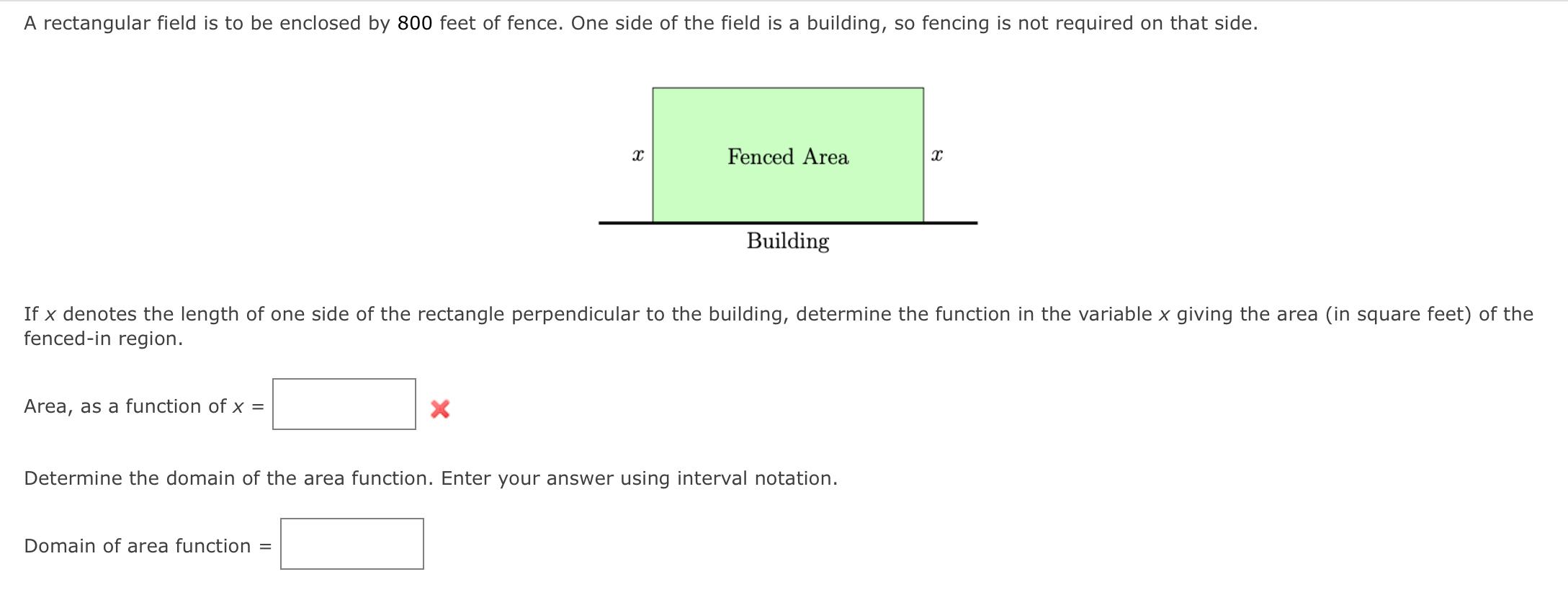 Solved If x denotes the length of one side of the rectangle | Chegg.com