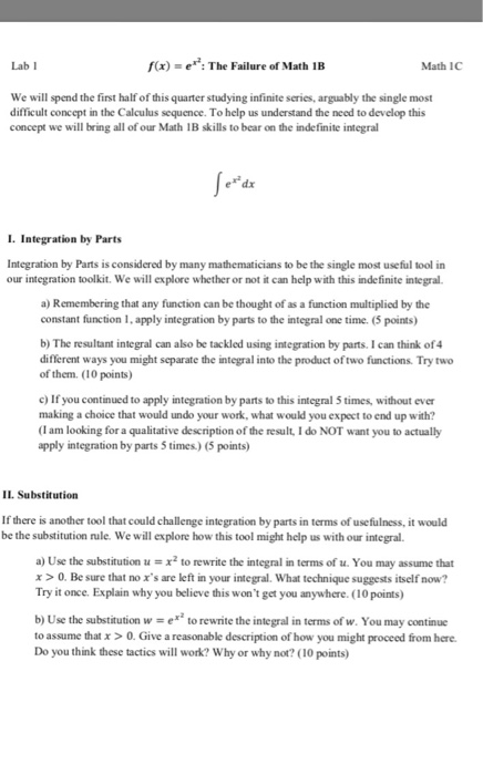 Solved Math IC Lab f(x) e' The Failure of Math 1B We will | Chegg.com
