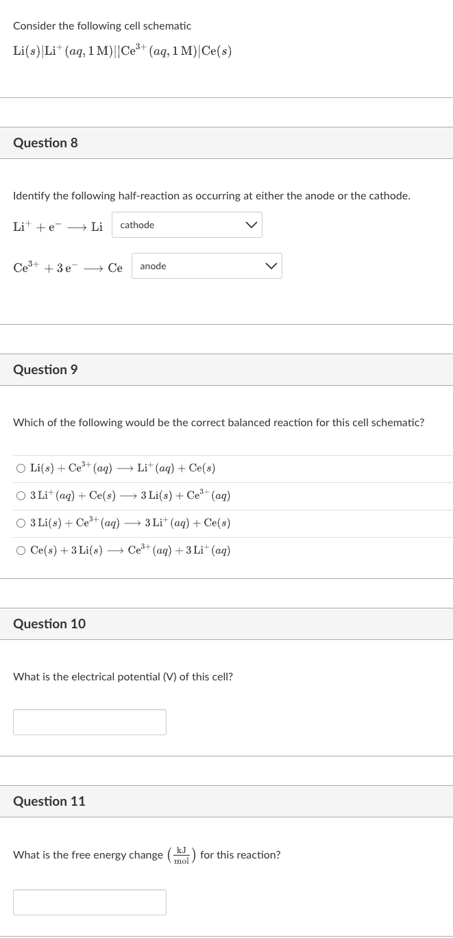Solved Consider the following cell schematic \\[ | Chegg.com