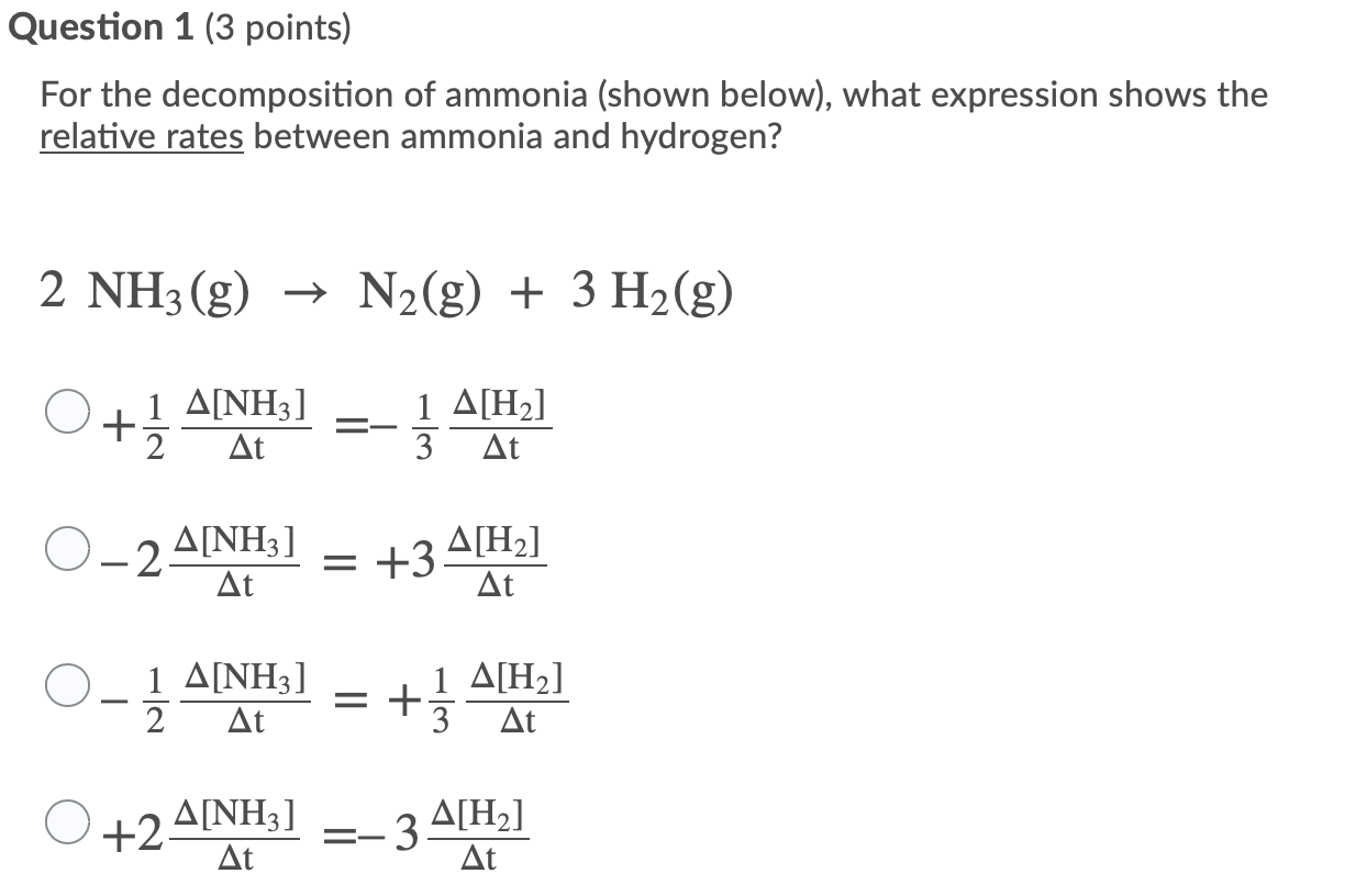 Solved Question 1 (3 points) For the decomposition of | Chegg.com