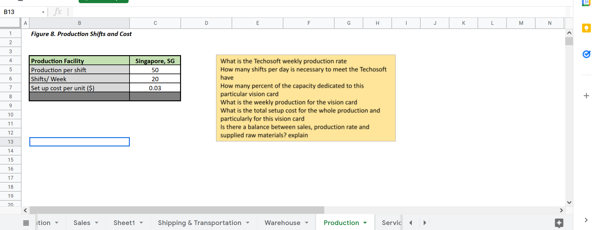 I am only looking answer for warehouse and production | Chegg.com