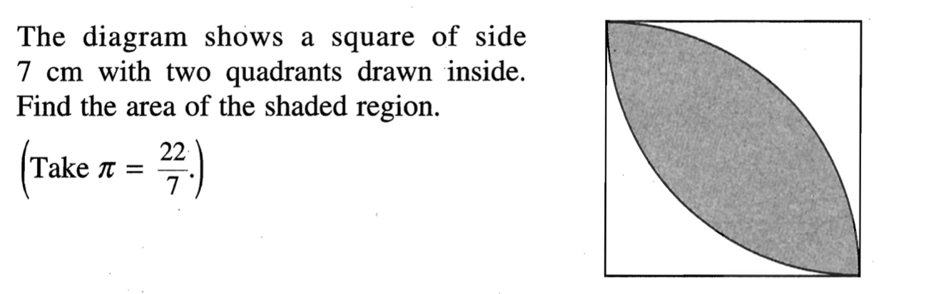 Solved The diagram shows a square of side 7 cm with two | Chegg.com