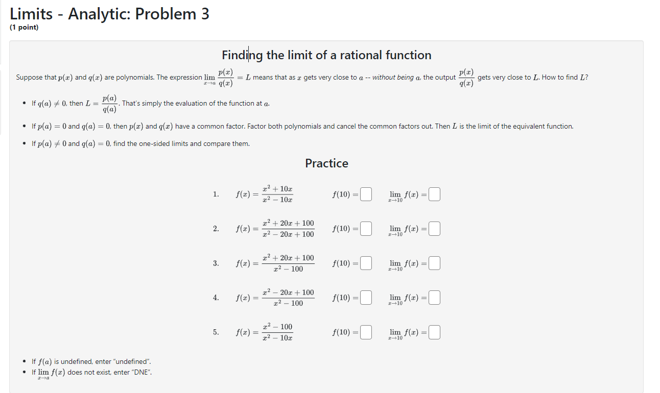 Solved Finding the limit of a rational function Suppose that | Chegg.com