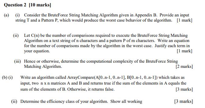 Solved Question 2 [10 marks] (a) (1) Consider the Brute | Chegg.com