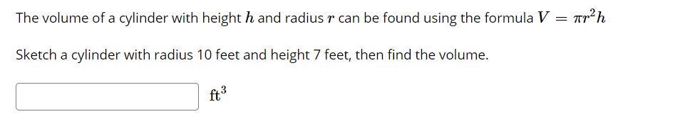 Solved The volume of a cylinder with height h and radius r | Chegg.com