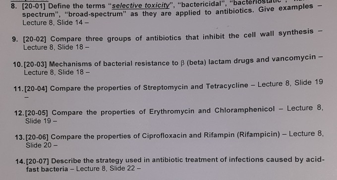 Solved 8. [20-01] Define the terms "selective toxicity", | Chegg.com