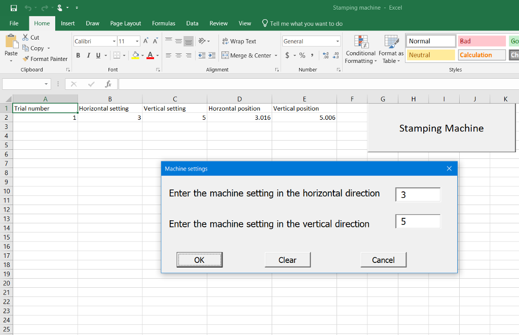 Solved Stamping machine - Excel File Home Insert Draw Page | Chegg.com