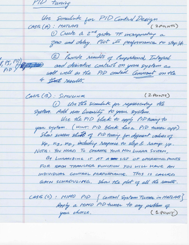 Solved PID PID tuning CASE (A): MATLAB for PID Control | Chegg.com