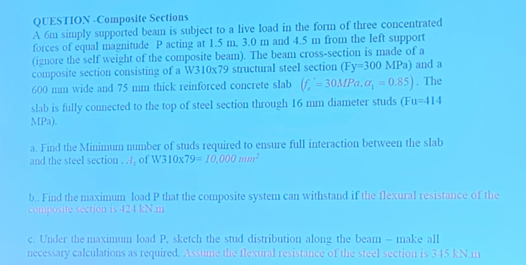 QUESTION -Composite Sections A 6m simply supported | Chegg.com