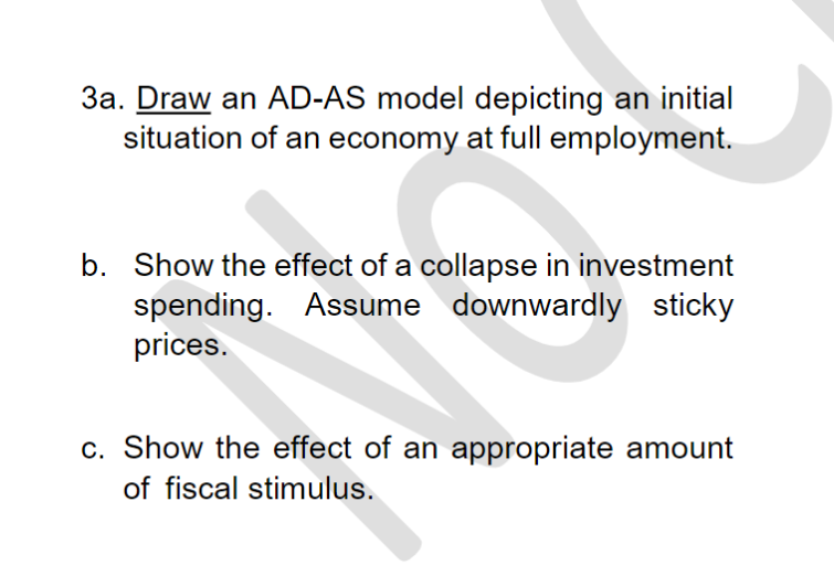 Solved 3a. Draw an AD-AS model depicting an initial | Chegg.com