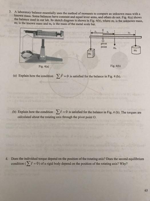 Solved 3. A laboratory balance essentially uses the method | Chegg.com