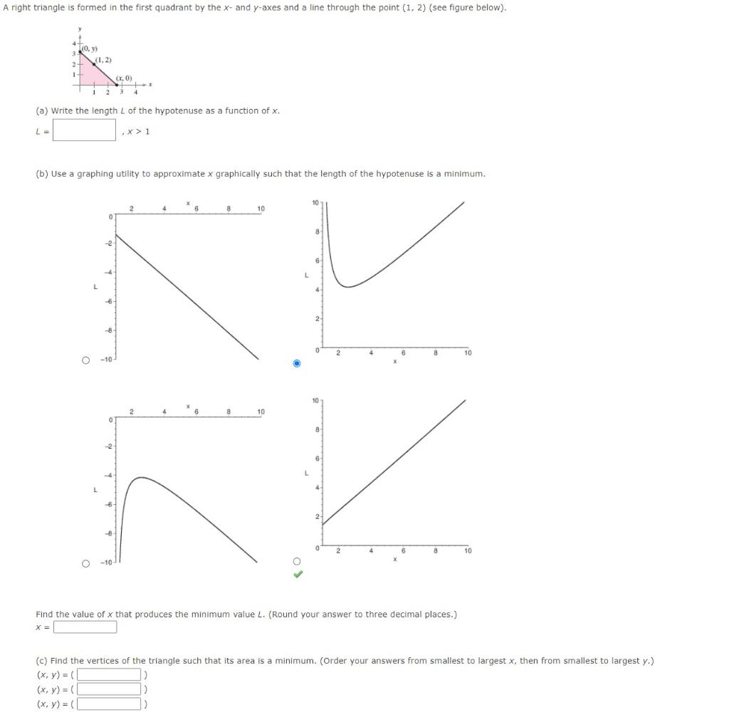 Solved (a) Write the length L of the hypotenuse as a | Chegg.com